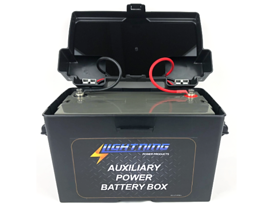 LIGHTNING Auxiliary Power Battery Box - Fits up to 120AH AGM Battery s ...