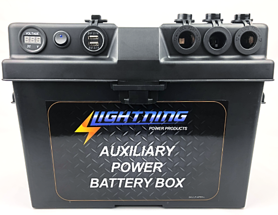 LIGHTNING Auxiliary Power Battery Box - Fits up to 120AH AGM Battery s ...