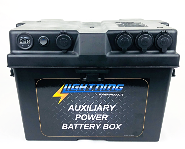 LIGHTNING Auxiliary Power Battery Box - Fits up to 120AH AGM Battery s ...