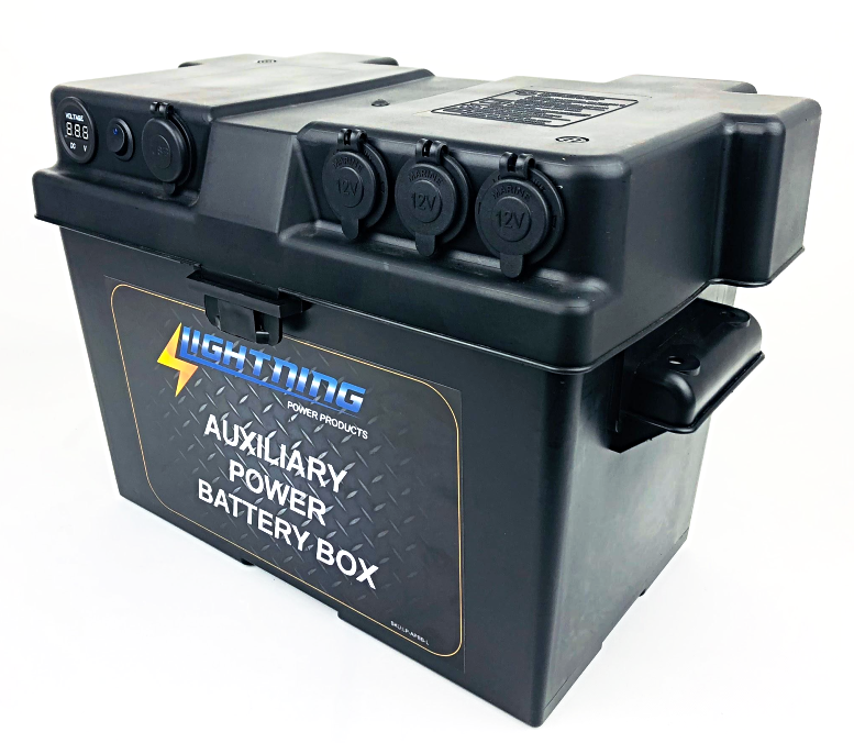 LIGHTNING Auxiliary Power Battery Box - Fits up to 120AH AGM Battery s ...