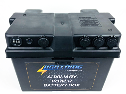 LIGHTNING Auxiliary Power Battery Box - Fits up to 120AH AGM Battery s ...