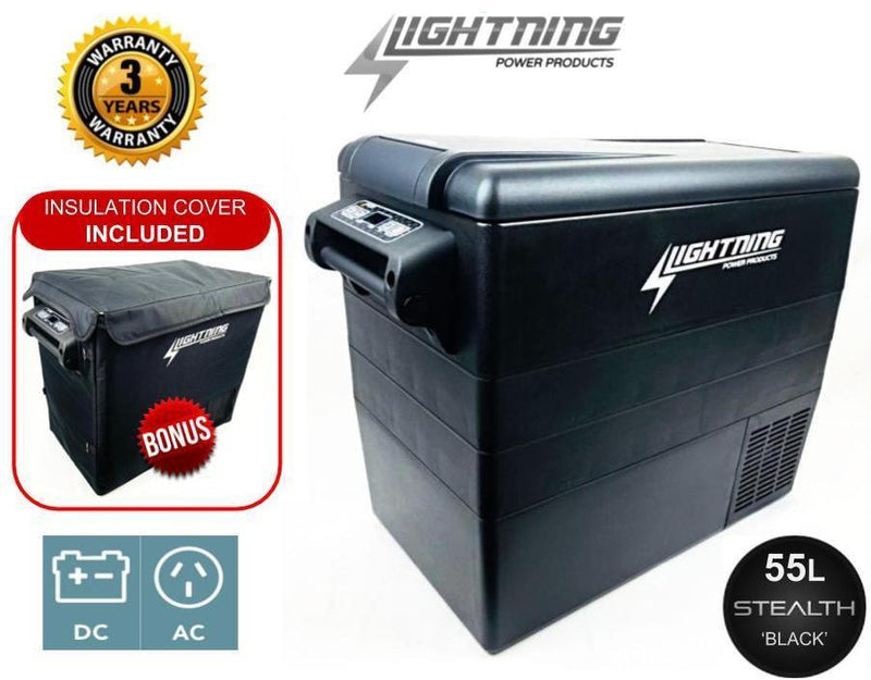 LIGHTNING Essential Fridge & Power Package - 55L Fridge/Freezer + 120A ...