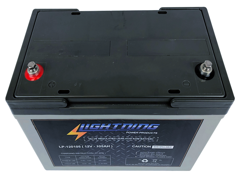 LIGHTNING 12 Volt 105Ah Deep Cycle AGM Auxiliary Battery (LP-12105 ...
