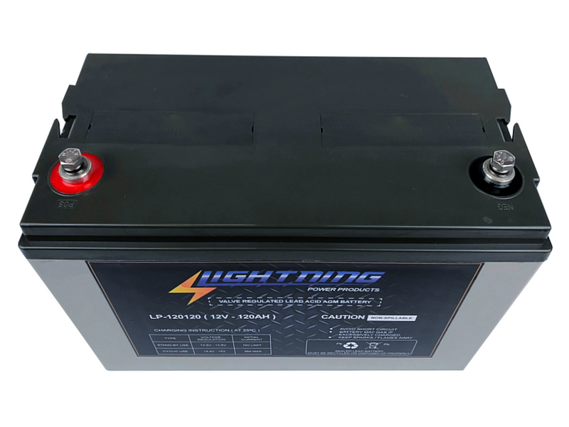 LIGHTNING 12 Volt 120Ah Deep Cycle AGM Auxiliary Battery (LP-12120 ...