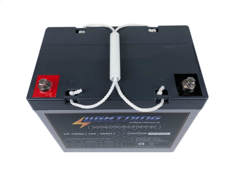 LIGHTNING 12 Volt 55Ah Deep Cycle AGM Auxiliary Battery (LP-12055 ...