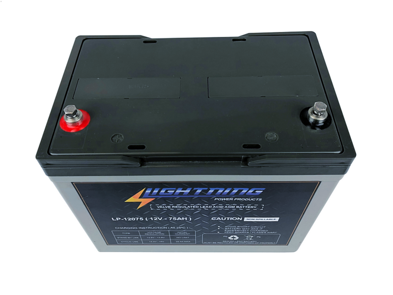 LIGHTNING 12 Volt 75Ah Deep Cycle AGM Auxiliary Battery (LP-12075 ...